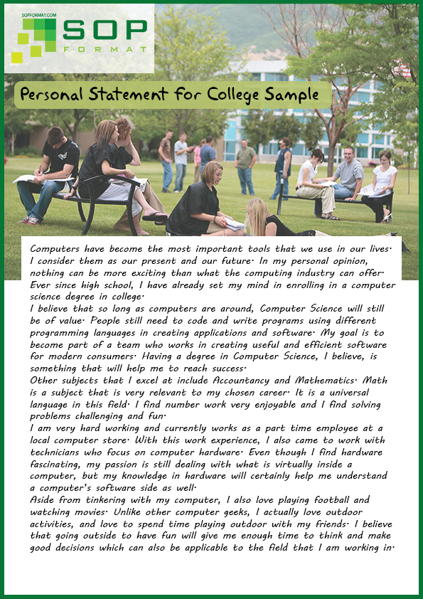Creative Personal Statement Format For College Personal Statement