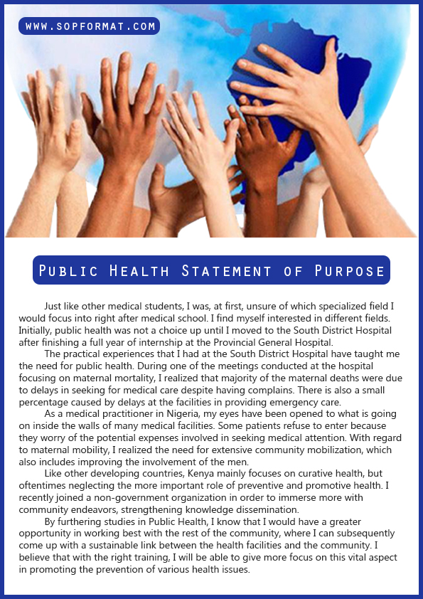 Public Health Statement Of Purpose SOP Format