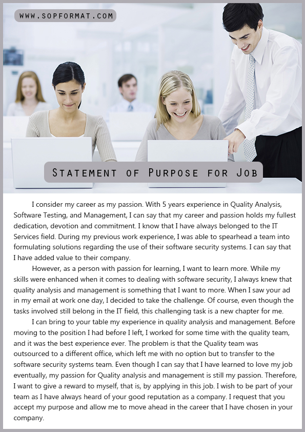 Statement Of Purpose Format For Job SOP Format
